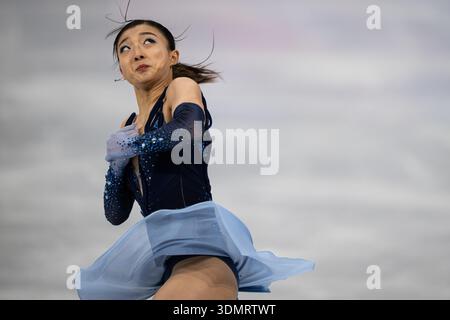 Kaori Sakamoto (10) of Team Japan performs during the Team Event ...
