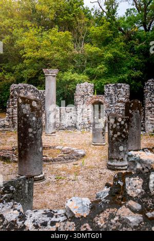 Vertical Ancient Monument in Butrint National Park. Stony Ruin ...