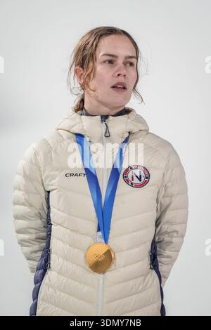 Val di Fiemme 20260207. Gold medalist Anna Odine Strøm from Norway ...
