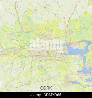 Map of Cork, Ireland. Detailed city vector map, metropolitan area with ...