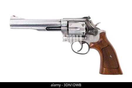 Old western era revolver on white background Stock Photo - Alamy