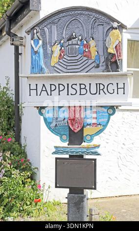 Happisburgh Village Sign Norfolk UK Stock Photo - Alamy