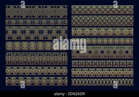 Islamic frames. Set of black Arabian borders on white background ...