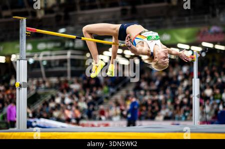 KARLSRUHE, GERMANY - FEBRUARY 8: Yuliya LEVCHENKO (UKR) during the ...