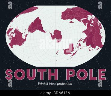 Map of the World. Winkel tripel projection. Globe with latitude and ...
