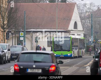 09 February 2026, Brandenburg, Potsdam: A bus on route 631 is driving ...