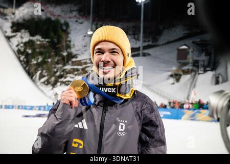 Philipp Raimund ( Deutschland ) celebrating his Gold Medal, Ski Jumping ...