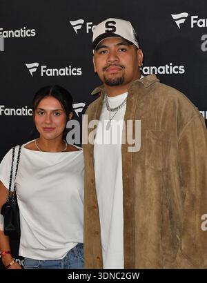 Isabelle Sewell, Penei Sewell attend the 2026 Fanatics Super Bowl Party ...