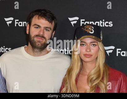 Alex Pall and Jessica Serfat attend the 2026 Fanatics Super Bowl Party ...