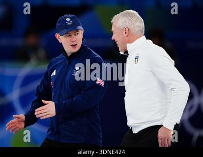 British Curling head coach Greg Drummond at the Cortina Curling Olympic ...