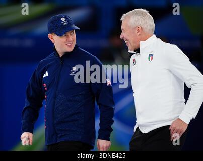 British Curling head coach Greg Drummond at the Cortina Curling Olympic ...