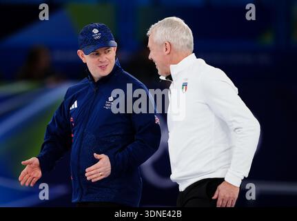 British Curling head coach Greg Drummond at the Cortina Curling Olympic ...
