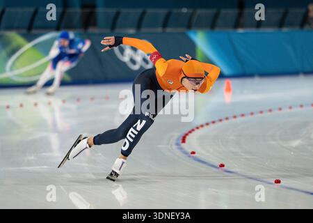 Netherlands' Femke Kok competes during the women's speedskating 1,500 ...