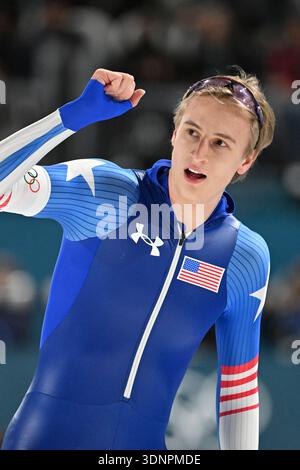 Jordan Stolz (USA), First Place, Gold Medal, Speed Skating Men's 1000m ...