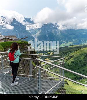 People on the First Cliff Walk at the First mountain summit ...