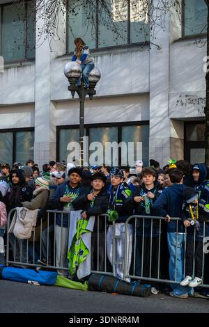 Seattle, USA. 10th Feb 2026. Fans line the streets for the Seattle ...