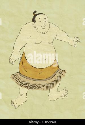 Sumo Wrestler Illustration with Fighting Japanese Traditional Martial ...