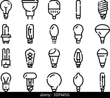 Different types of Led light bulbs, vector illustration isolated on ...