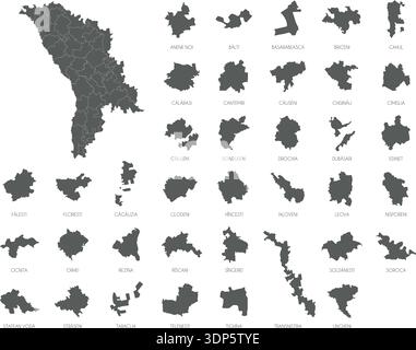 Moldova map. Blank vector map of the country with regions. Borders of ...