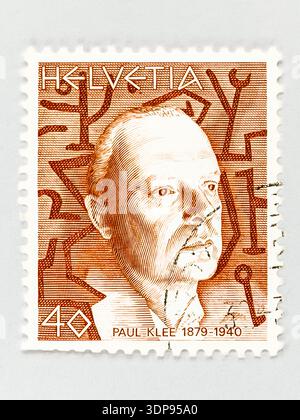 Paul Klee portrait on swiss postage stamp Stock Photo - Alamy