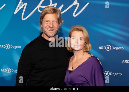 Annette Frier and Henning Baum attend the Film and Media Foundation NRW ...