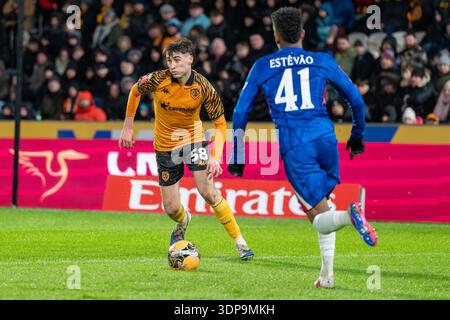 HULL, UK. 13th February 2026. Reece James Of Chelsea Liam Millar of ...
