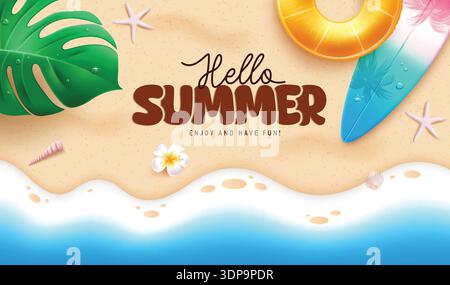 Hello Summer greeting text clipart template. Hello Summer greeting ...
