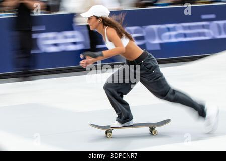 Rayssa Leal of Brazil competes during the women quarterfinals at the ...