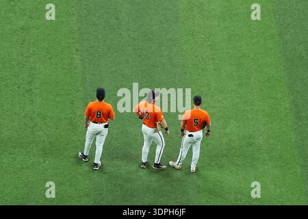 Oklahoma State infielder Garrett Shull (5) during an NCAA regional ...