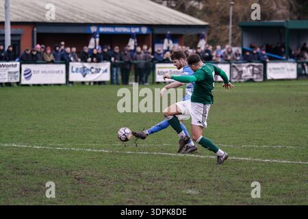 Liverpool, UK, 14th Feb 2026: Maghull’s Harrison Worden (centre) scores ...
