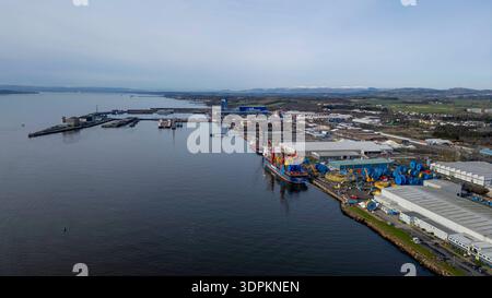 Aerial view of Rosyth dockyard and port in Fife, Scotland, UK Stock ...