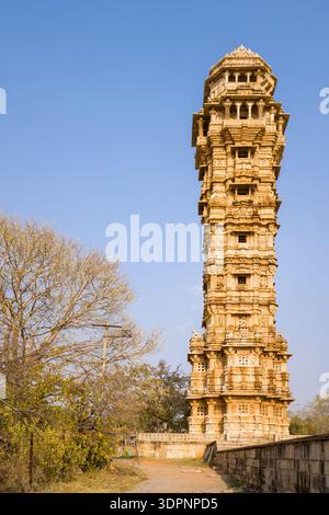 View of Tower of Victory, Vijay Stambh Chittorgarh Fort, Rajasthan ...