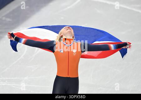 Michelle Velzeboer (NED), first place, gold medal, women's 1000m short ...
