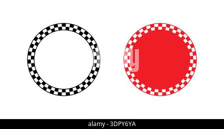 Checkered circle frame. Circle frame with checkerboard geometric ...