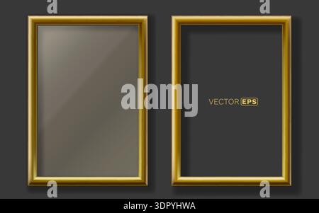 vector realistic golden luxury frames collection Stock Vector Image ...