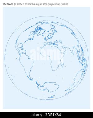 Map of the World. Lambert azimuthal equal-area projection. Globe with ...