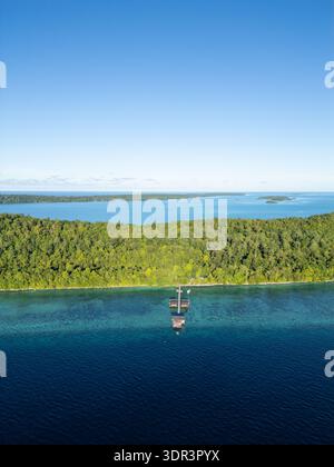 Maratua, Indonesia: Aerial view of the coral reef along Maratua island ...