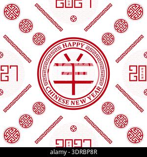 Happy Chinese new year 2027 Zodiac sign, year of the Goat, with red ...