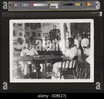 This photograph depicts Robert Louis Stevenson at the age of 44 ...