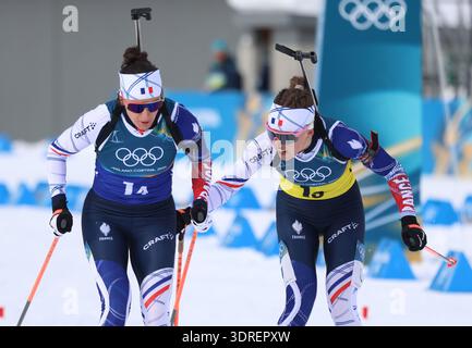 Oceane Michelon (FRA) and Julia Simon (FRA) with France Team at the end ...