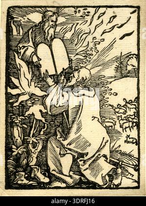 God appears to Moses in the burning bush, History Bible, anonymous ...