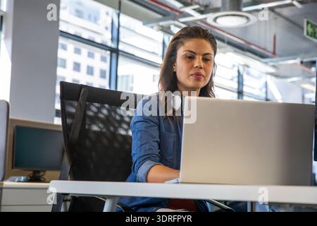 Ergonomic blue mesh office chair isolated on white background. Modern ...