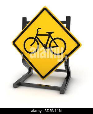 A street sign with a picture of a bicycle and an arrow pointing right ...