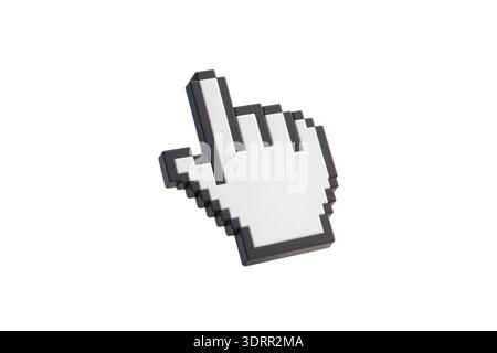 3d rendering of a pixel hand cursor, low-poly aesthetic, smooth shading ...