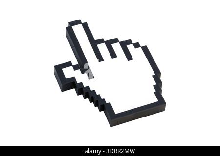 3d rendering of a pixel hand cursor, low-poly aesthetic, smooth shading ...