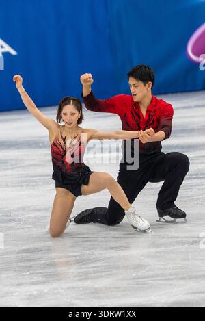 MIURA Riku and KIHARA Ryuichi of Japan, gold medalists in the pair ...