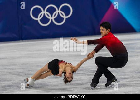 MIURA Riku and KIHARA Ryuichi of Japan pose for photos after the figure ...