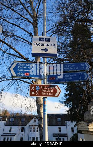 Sign on Cycle Route 7 Blair Atoll Scotland February 2026 Stock Photo ...