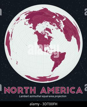 World map. Lambert azimuthal equal-area projection. Continents style ...