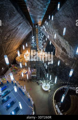 The underground theme park in a big salt mine Salina Turda, Turda in ...